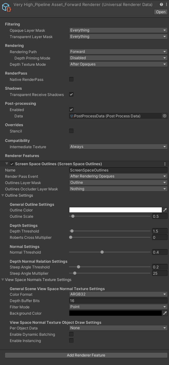 Screen Space Outlines Renderer Feature works in scene view but not game view (2022.3.16f1 ...