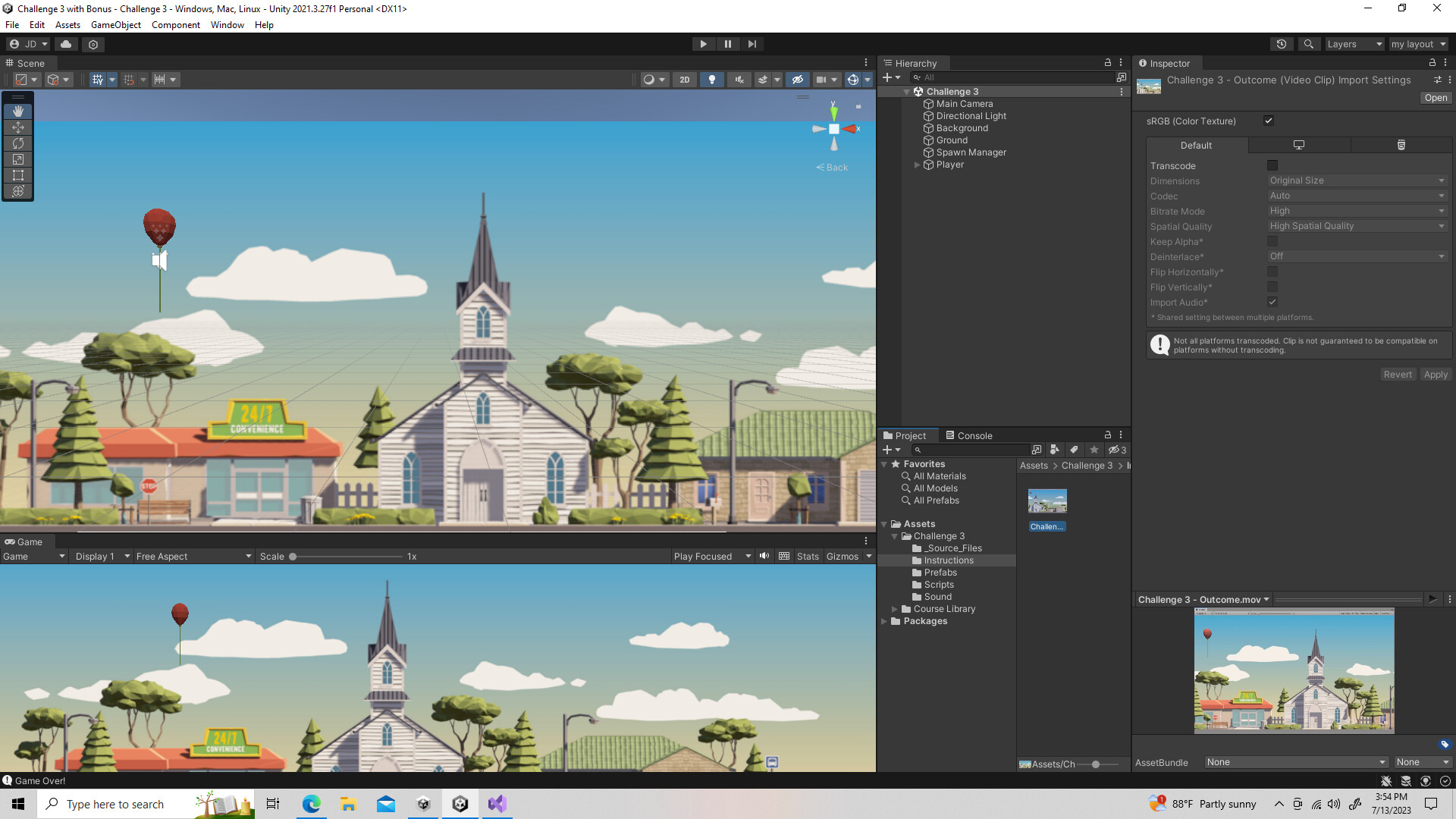 Help with challenge 3 Step 7- loop the background seamlessly - Learn Content - Unity Discussions