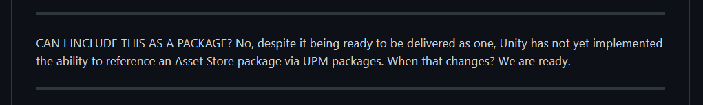 Can you have packages be dependent on Asset store packages? - Unity Engine - Unity Discussions
