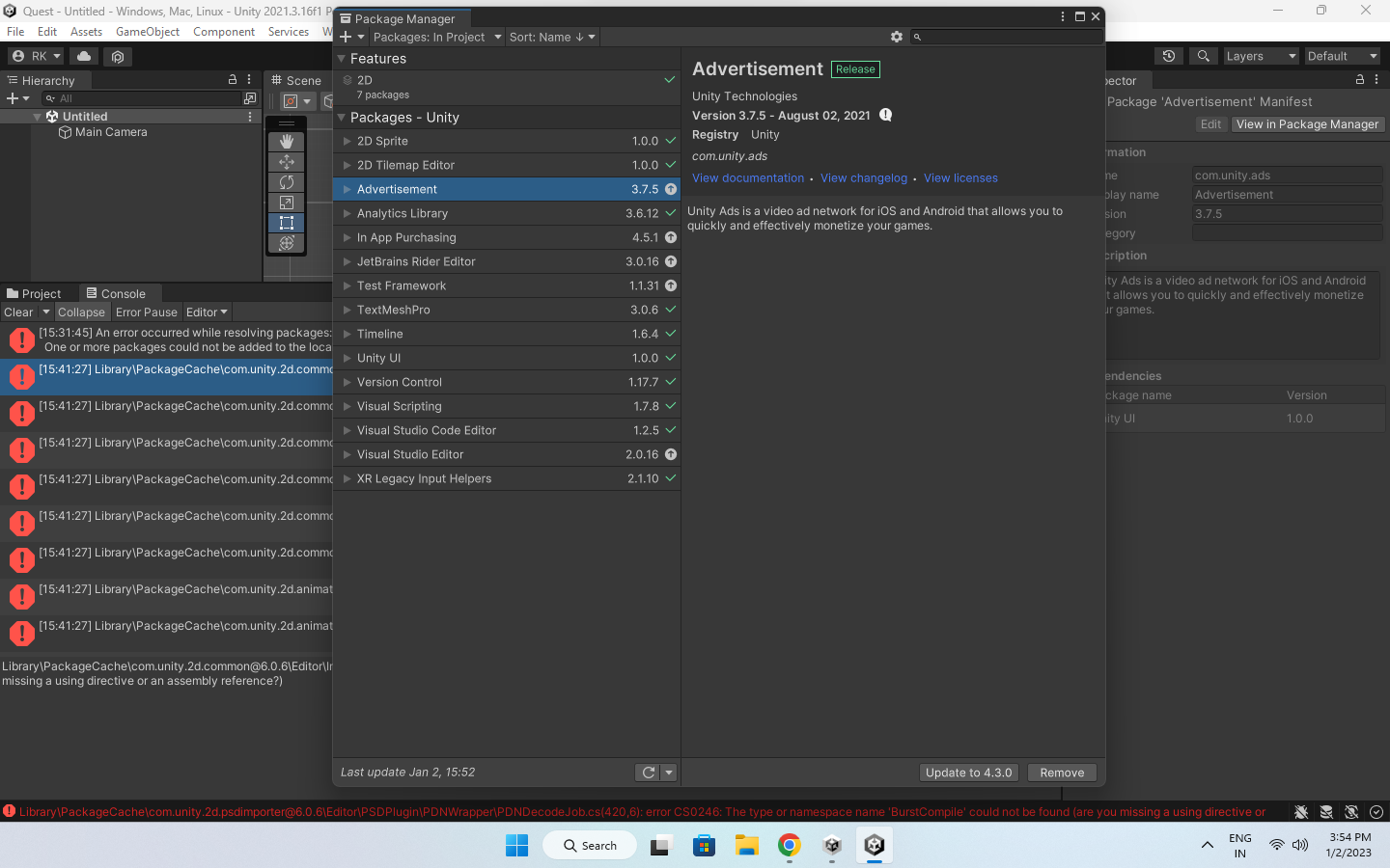 namespace name `BurstCompile' could not be found - Unity Engine - Unity Discussions