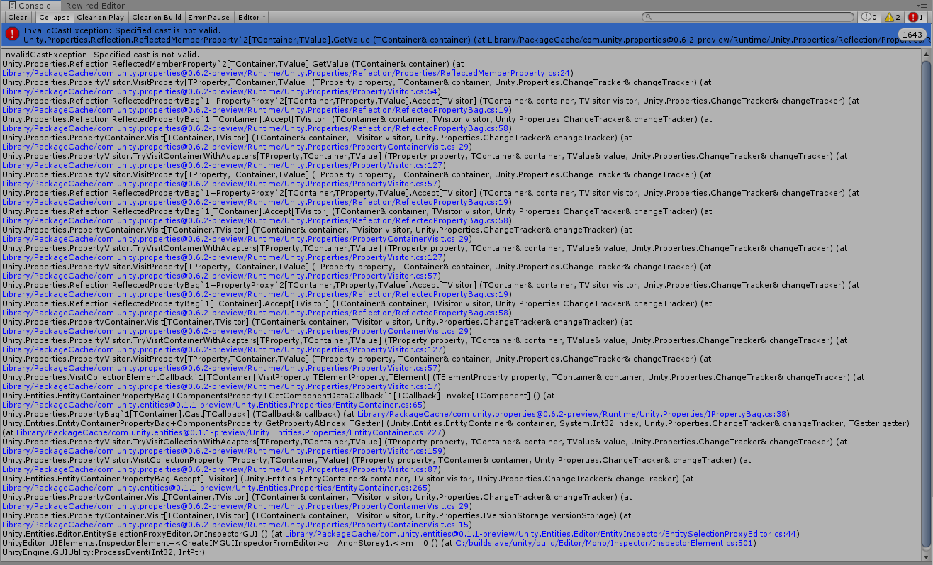Entity debugger error on Hybrid and Pure entities - Unity Engine - Unity Discussions