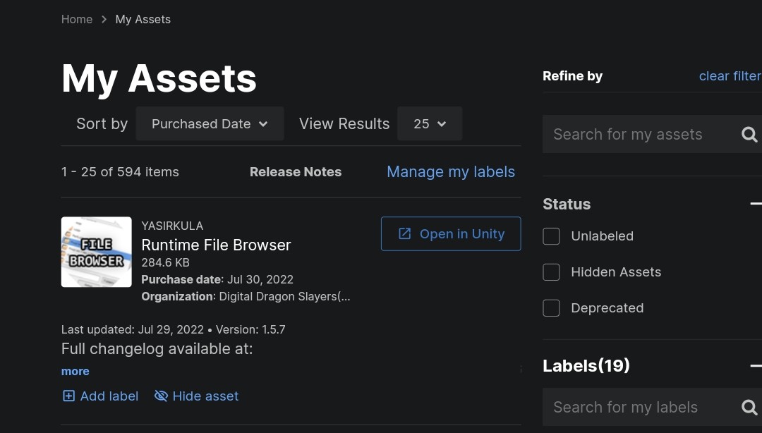 Is it currently possible to remove an asset from the "My Assets" tab ...