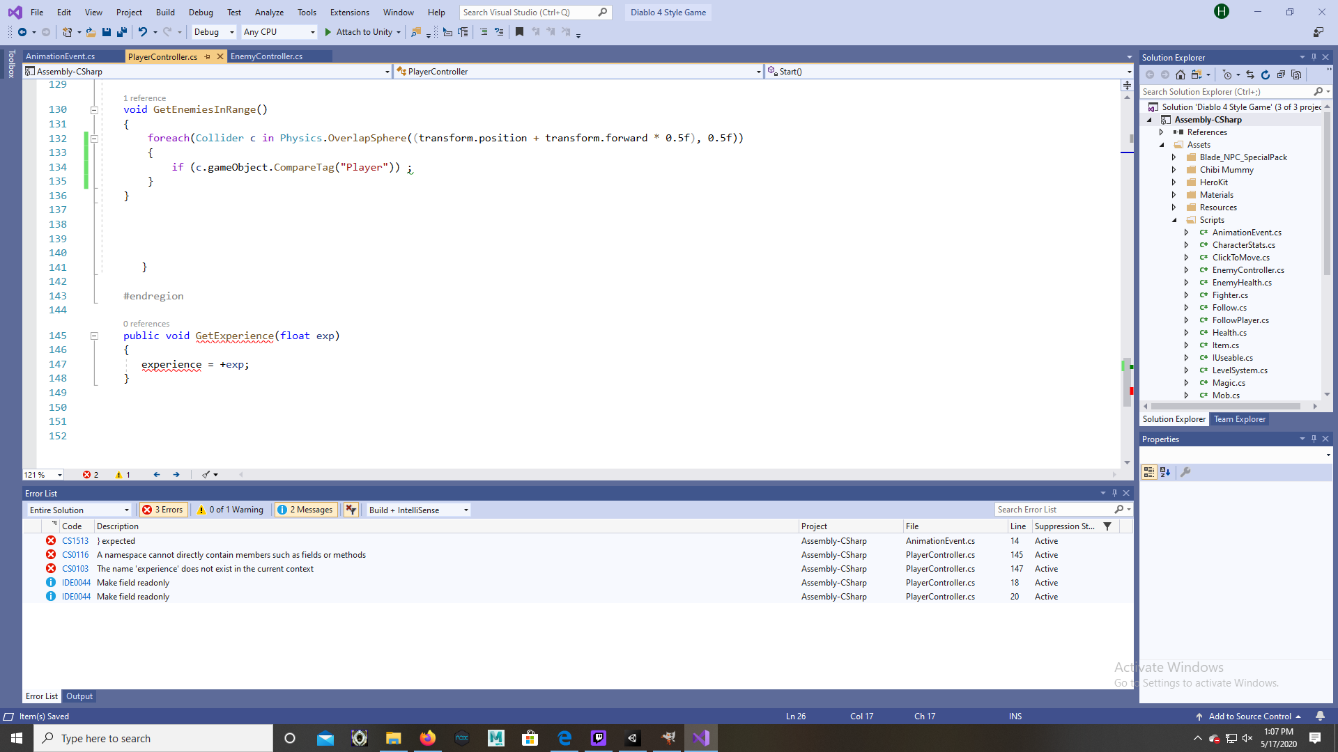 Help with Player and Enemy Controller Script - Unity Engine - Unity Discussions