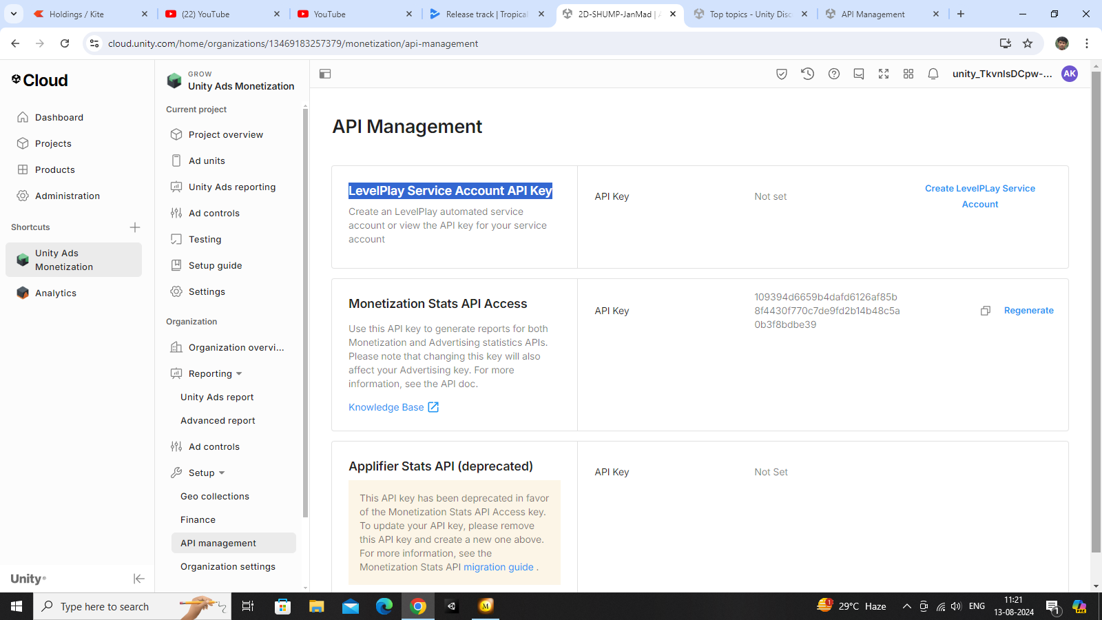 API Management - Key deleted - Unity Services - Unity Discussions