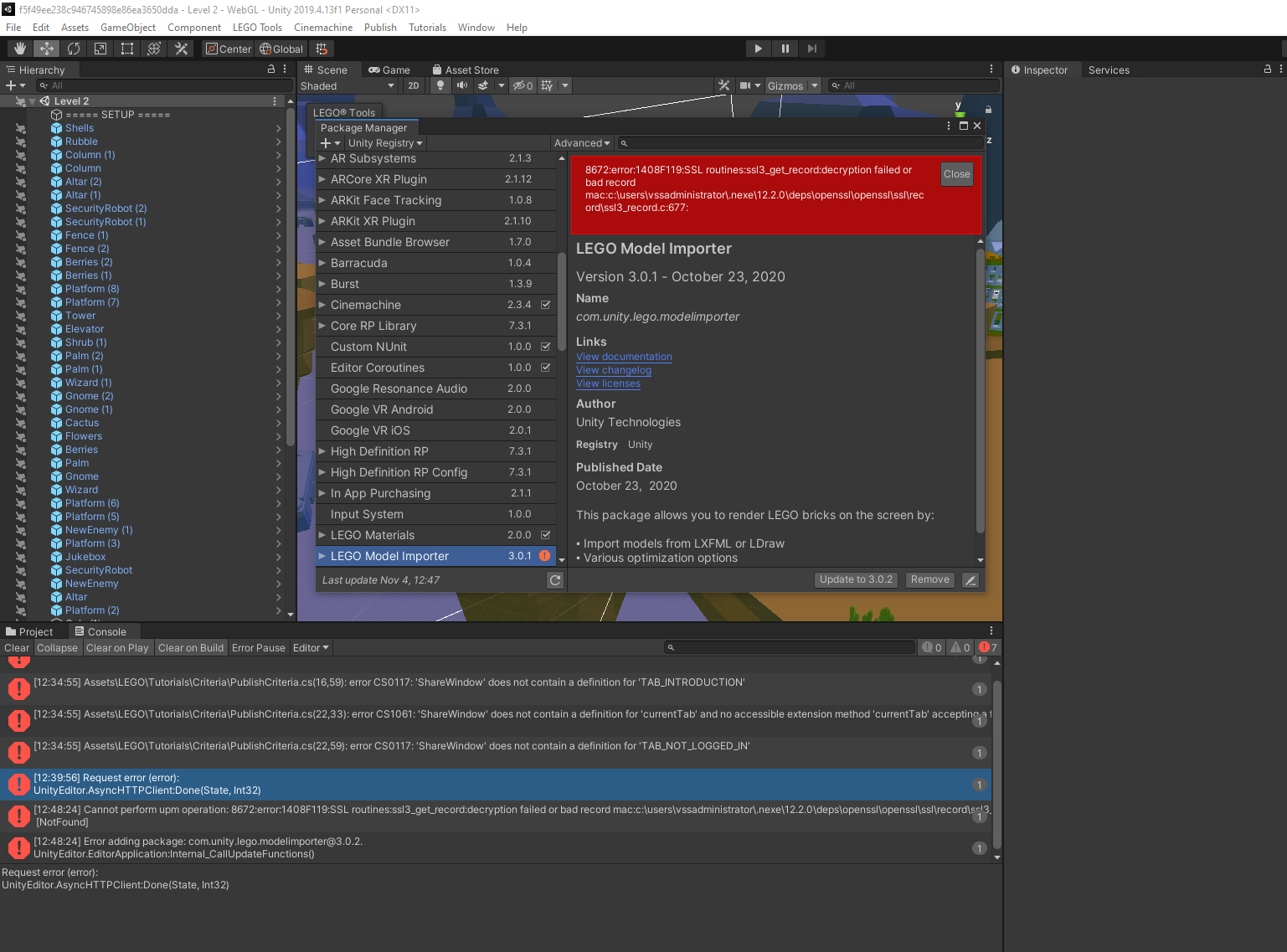 Problem with the LEGO Microgame - Getting Started - Unity Discussions
