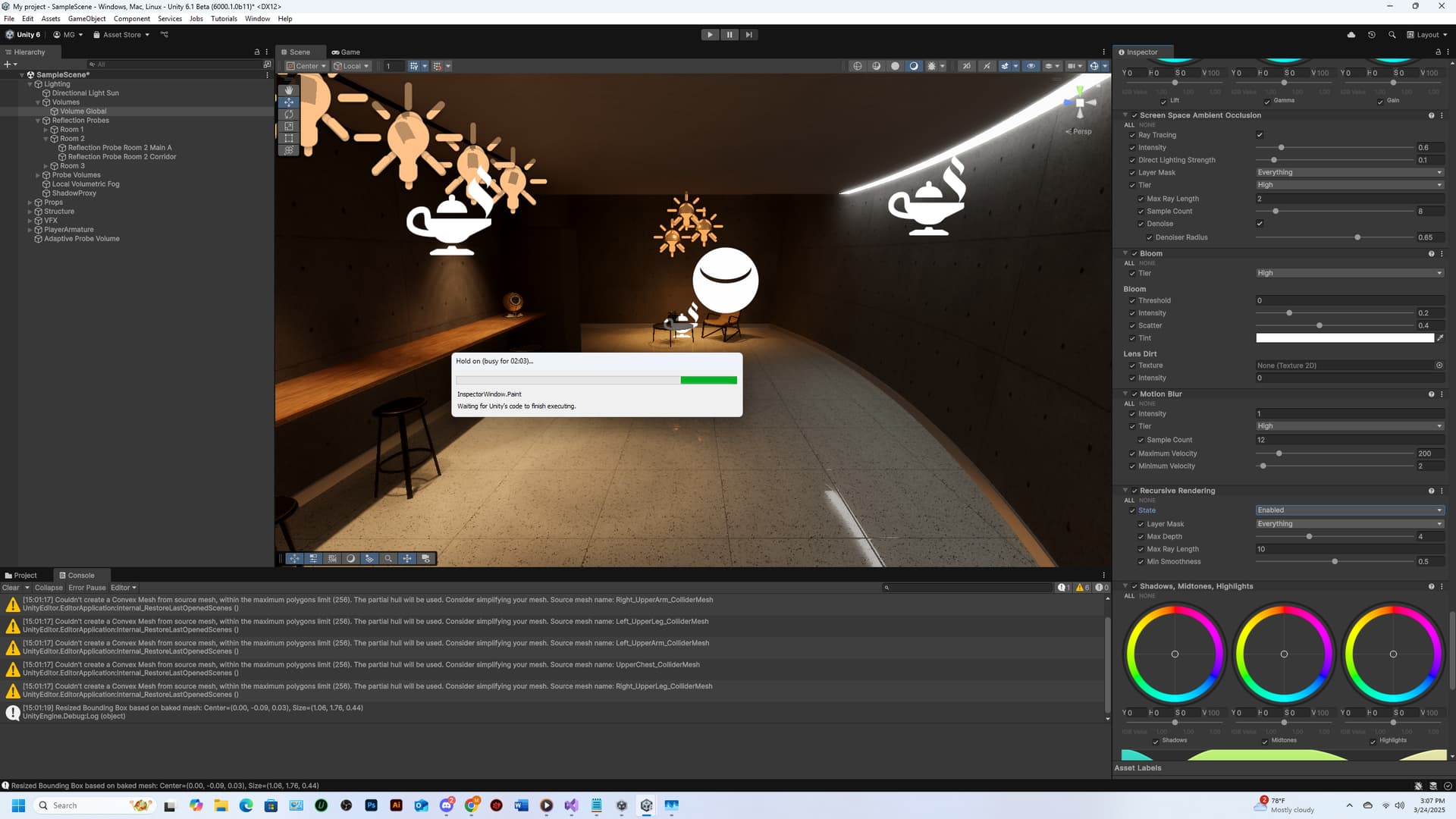 Amd xtx 7900 cannot be used for baking real time lighting and ray tracing! 6000.1 bug also stuck ...