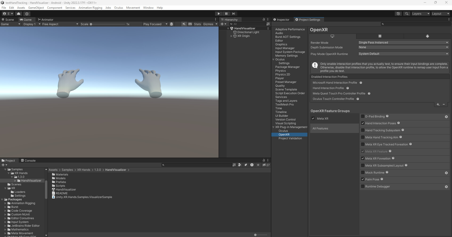 Oculus Hand tracking not working over link in Editor - Unity Engine ... Oculus Hand tracking not working over link in Editor - Unity Engine ...