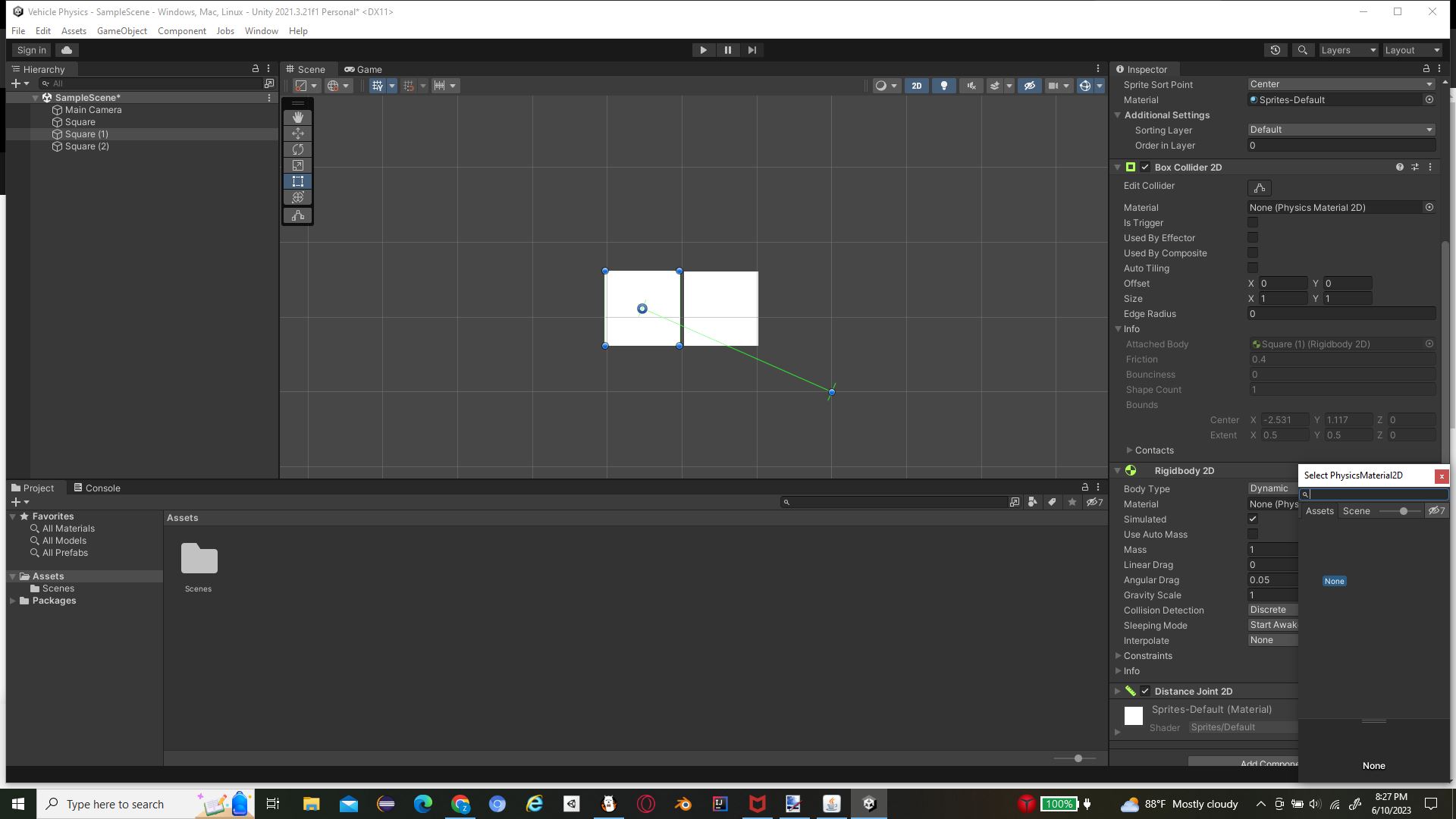 Can't connect 2D Joint to another RigidBody? - Unity Engine - Unity Discussions