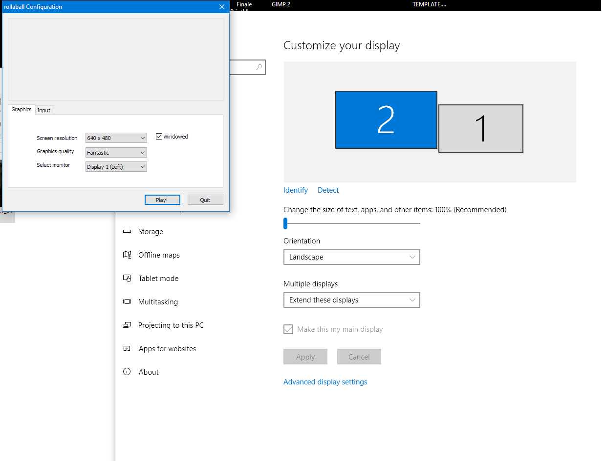 When running a build, Display 1/2 Left/Right confusion on Windows 10 ...