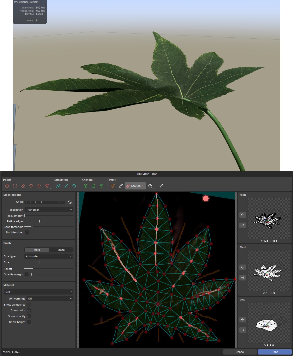 How to achieve the bending of palmate leaves - SpeedTree - Unity ...