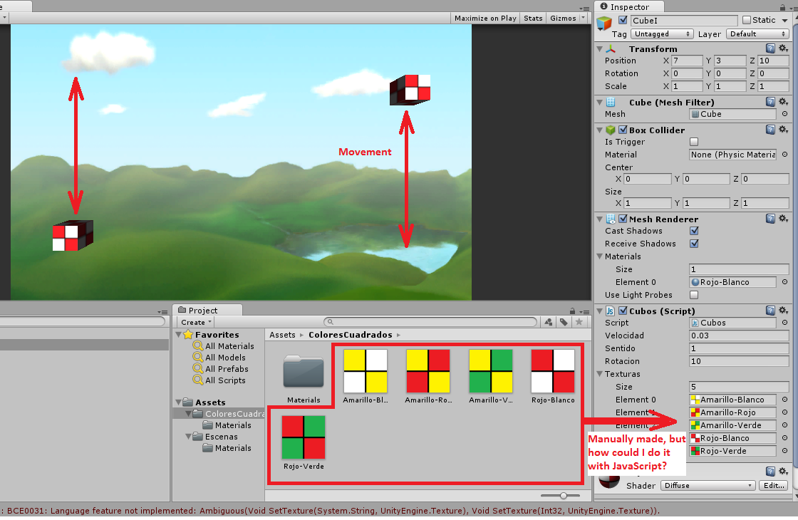 Aleatory textures for two cubes - first game - Unity Engine - Unity Discussions