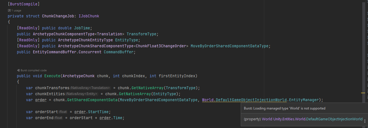 Calling entitymanager inside burstcompiled IJobChunk - Unity Engine - Unity Discussions