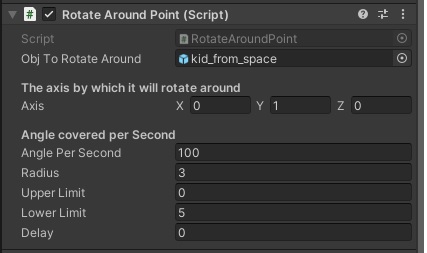 Why when applying a radius change for making object to rotatearound it's showing exception nan ...