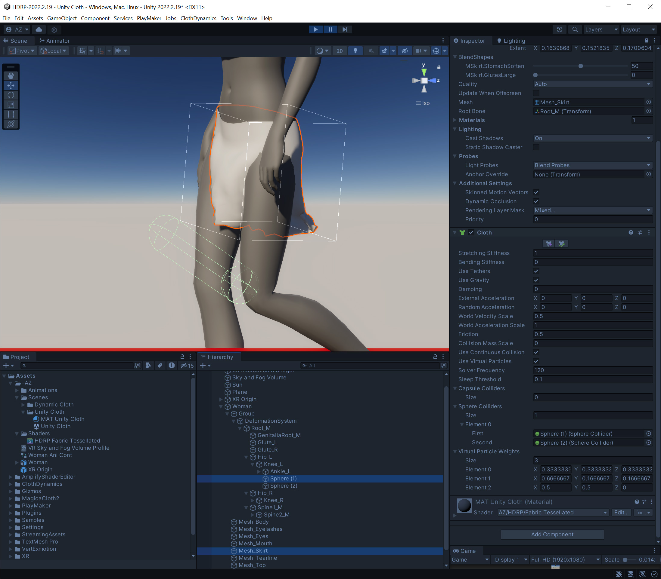 Unity Cloth Problem When Using First And Second Sphere For Cloth Collider Unity Engine Unity 