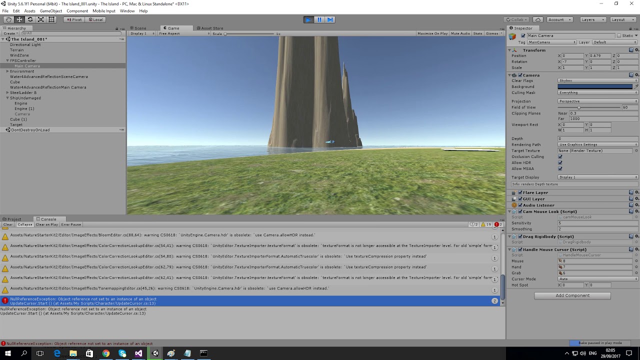 How can i add force to make the spaceship to slow down when it's falling down from the cliff ...