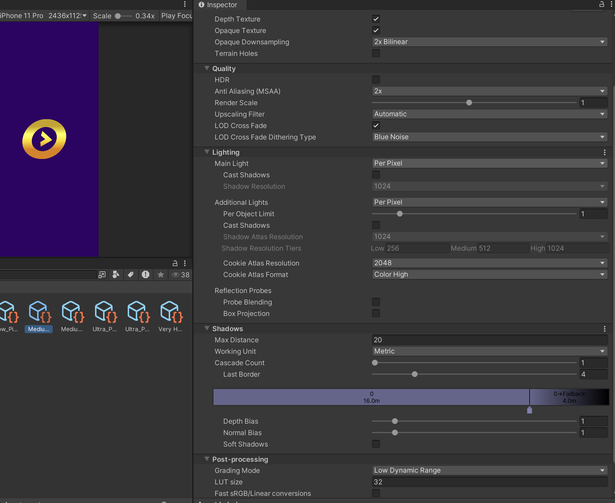 Scene appears heavily pixelated when loading scene in iOS (Unity as Library, URP, Asset Bundles ...