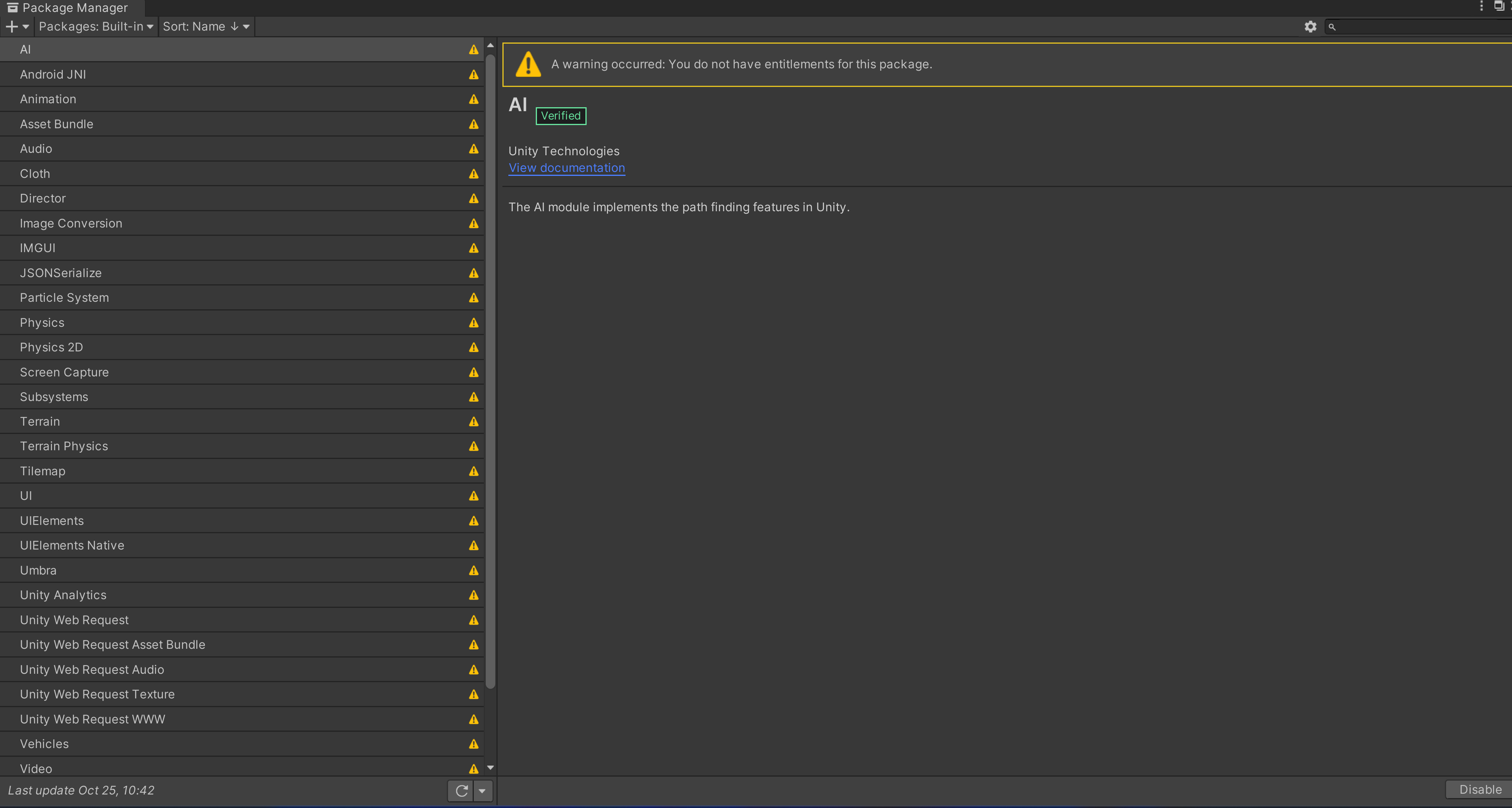 No Entitlements To Built In Packages - Unity Engine - Unity Discussions