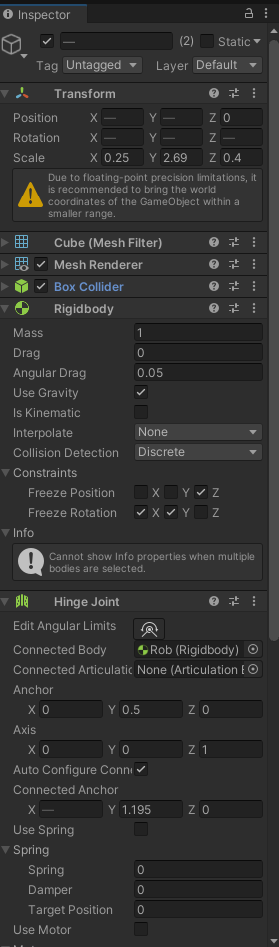 Unity Warning: Due to floating point precision limitations, it is recommended to bring the world ...