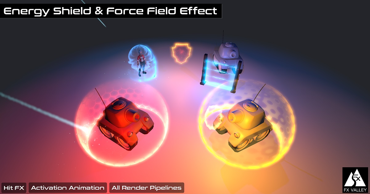 Energy Shield / Force Field Effect v2 with Hit FX and Activation Anim [BuiltIn,URP,HDRP ...