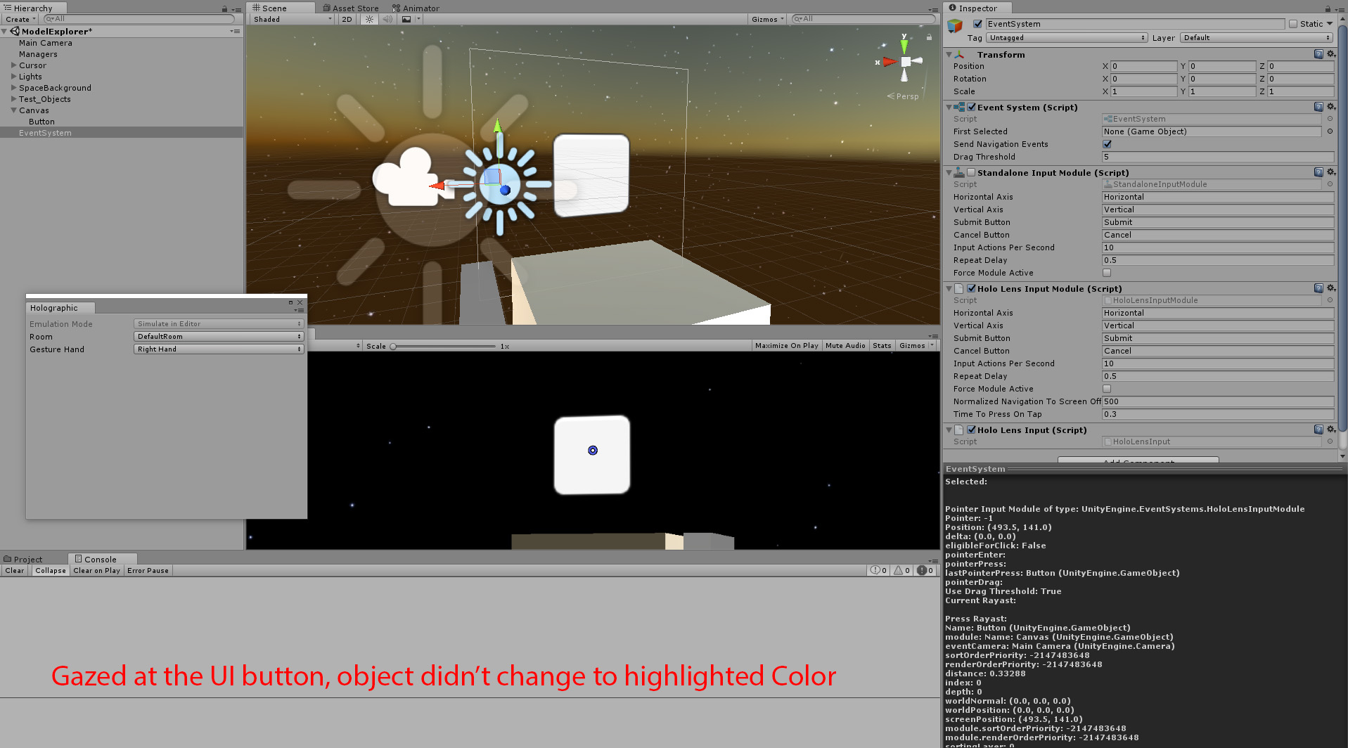 Holo Lens Input Module - Gazing to a UI seems to have some kind of offset. - Unity Engine ...