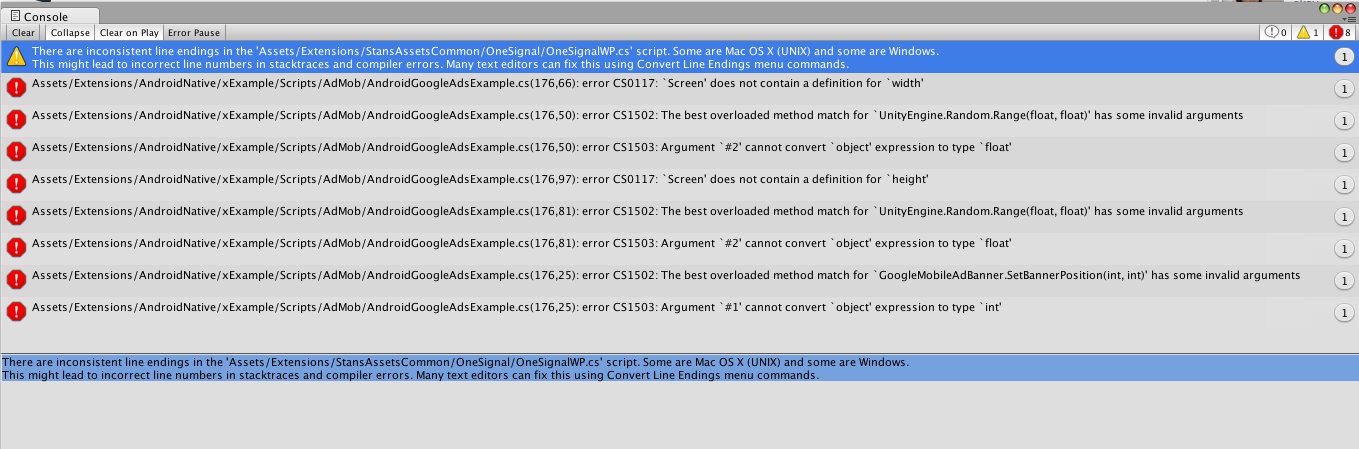 Pathname Already Mapped There Are Inconsistent Line Endings Unity Engine Unity Discussions 4380