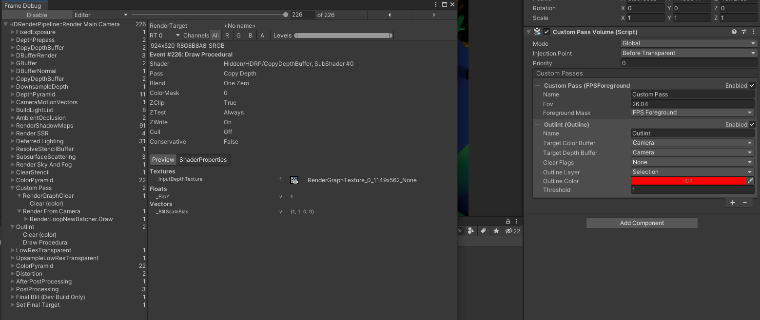 How To Use Outline Custom Pass With Fpsforeground Custom Pass Unity Engine Unity Discussions