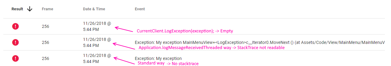 User Reports No Stacktrace For Exceptions Unity Services Unity 2598