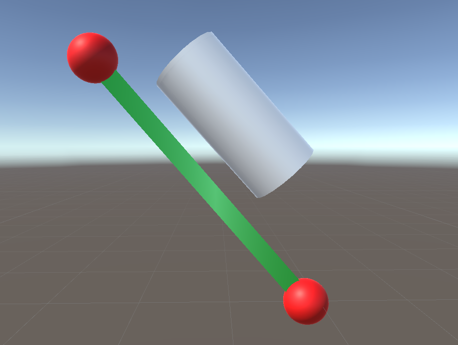 Is there a way to make an object follow the movement and rotation of a line between 2 spheres ...