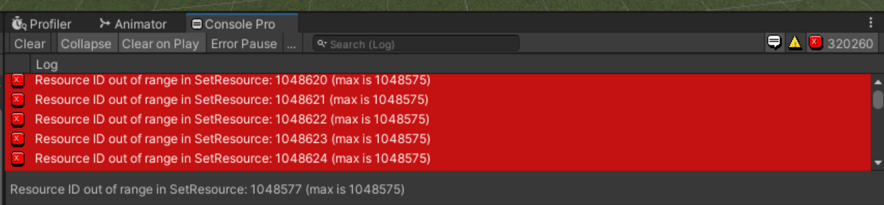 Resource ID out of range in SetResource :x (max is 1048575) - Unity ...