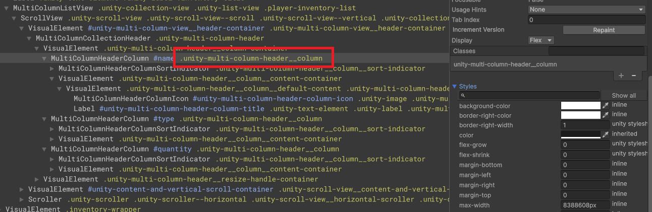 (UITK, MultiColumnTreeView)How to style column headers that are generated at runtime? - Unity ...