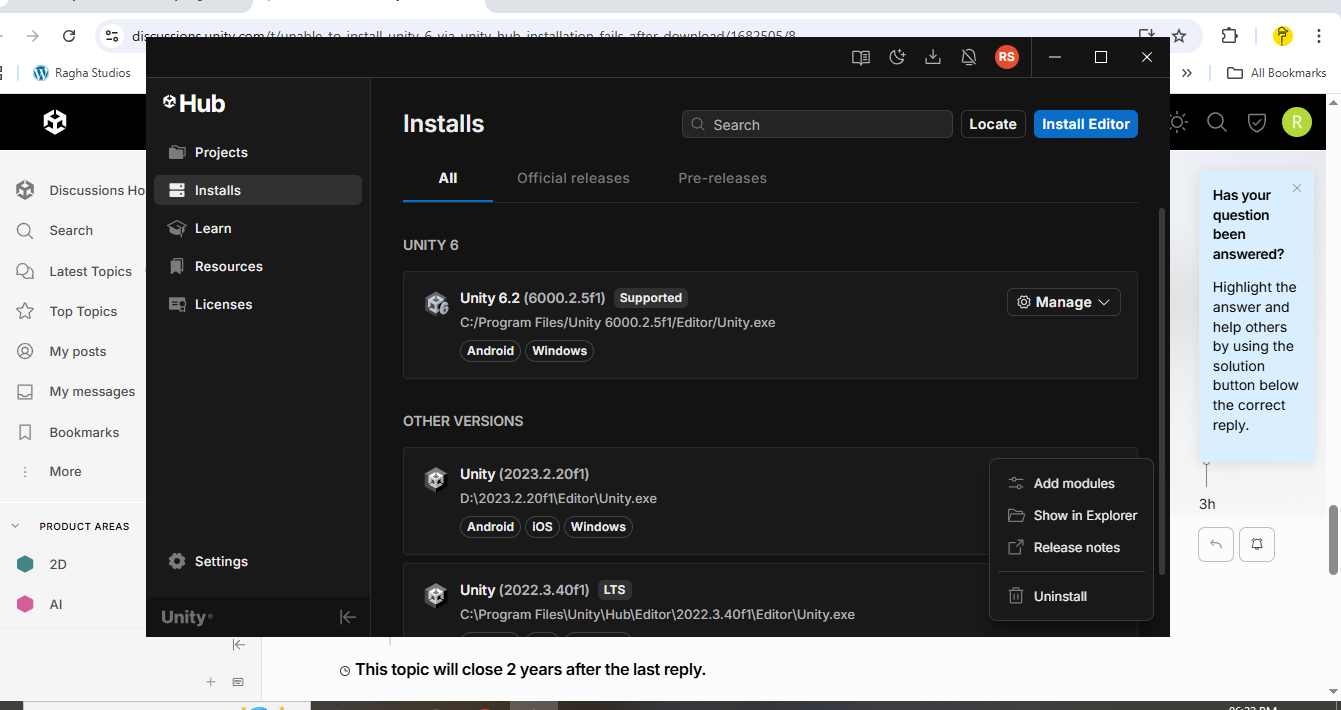 Unable to Install Unity 6 via Unity Hub – Installation Fails After Download - Unity Engine ...