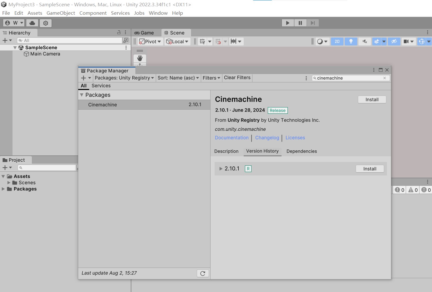 I can't find Cinemachine Version 3.1.1 in Package Manager - Unity Engine - Unity Discussions