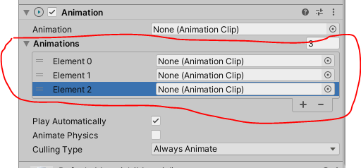 How to access the Animations property of the Animation Component from C# code? - Unity Engine ...