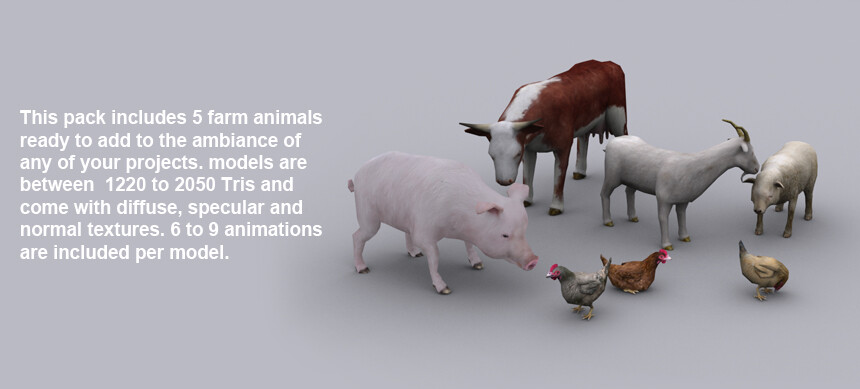 FOREST AND FARM ANIMALS PACK ( rigged, skinned and animated ) - Community Showcases - Unity ...