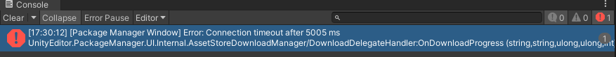 [Package Manager Window] Error: Connection timeout after 5005 ms - Unity Engine - Unity Discussions