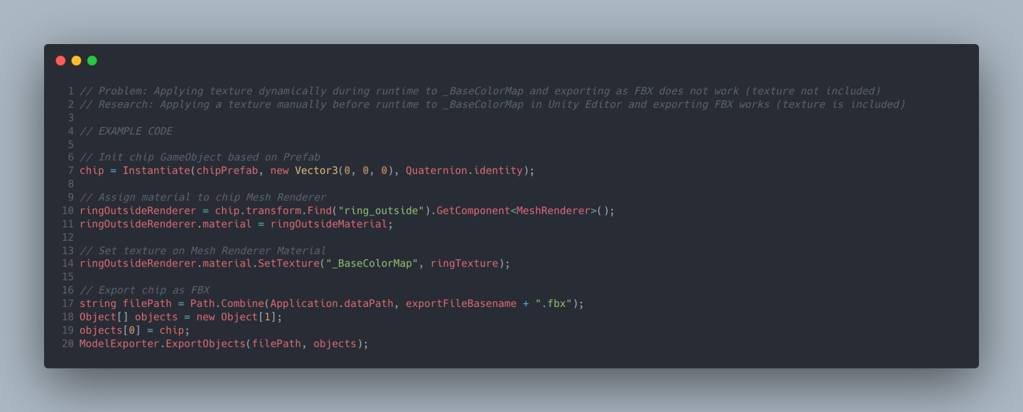 FBX export does not include Textures when assigning _BaseColorMap during runtime - Unity Engine ...