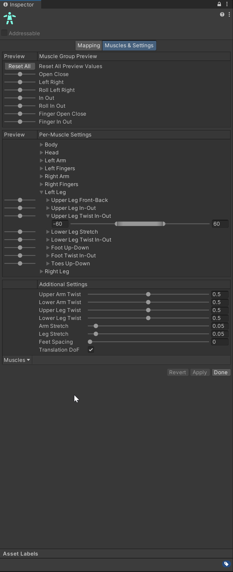 Per Muscle Settings In C For Avatar Configuration Unity Engine Unity Discussions