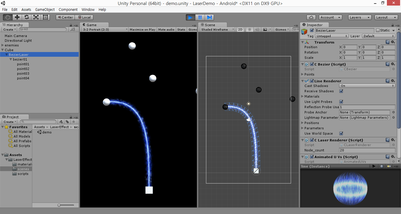A Laser effect using Bezier curve. - Unity Engine - Unity Discussions