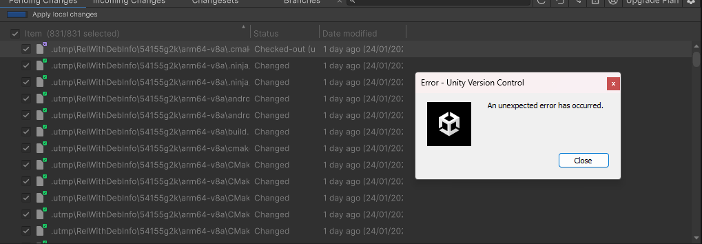 Unity Version Control an Unexpected Error has occured after updating to ... Unity Version Control an Unexpected Error has occured after updating to ...