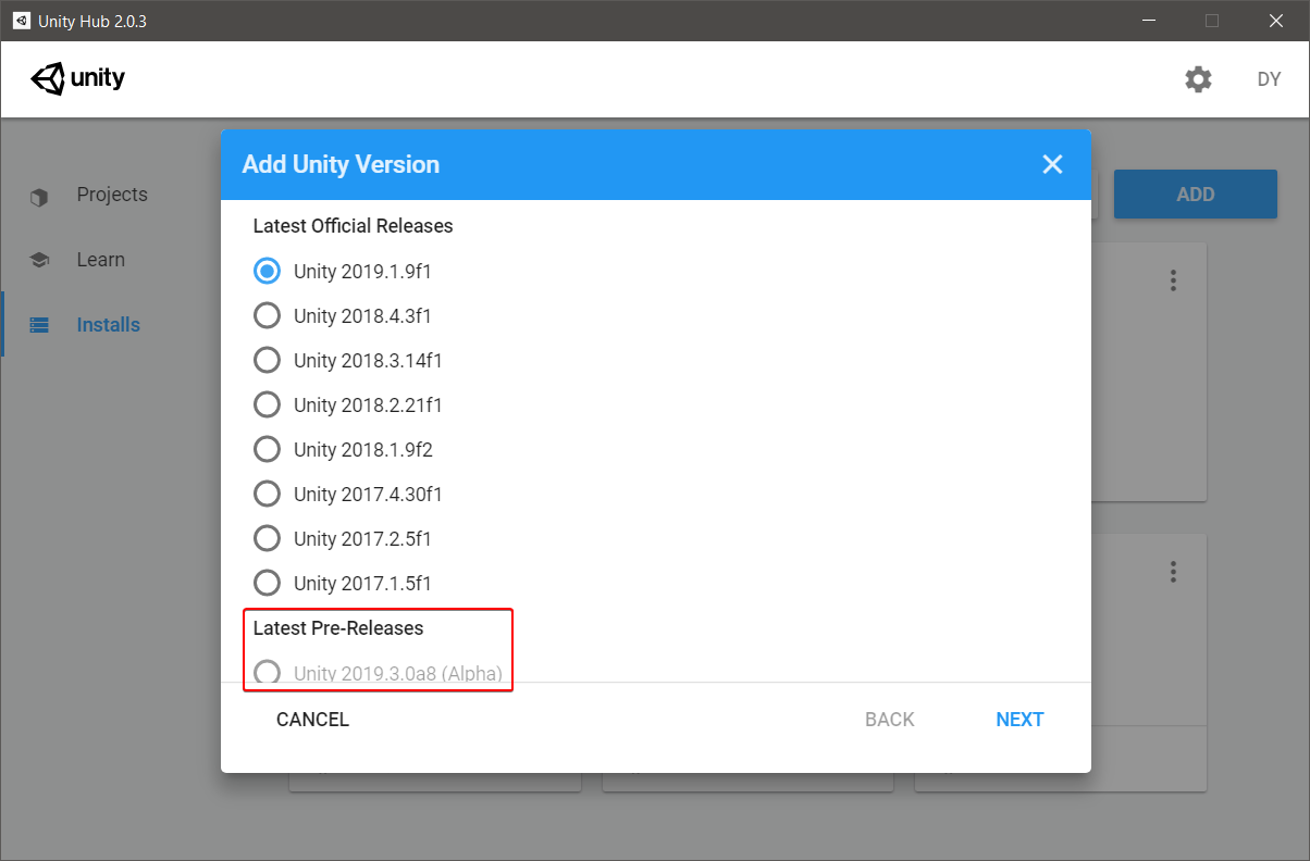 Option to show/hide Alpha/Beta Installs - Unity Engine - Unity Discussions