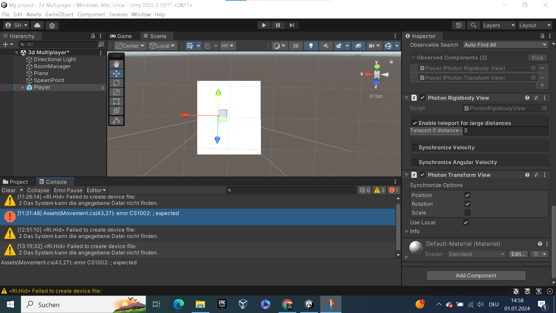 I Got This Error 43 27 Error Cs1002 Expected And There Is My Code ↓ Getting Started