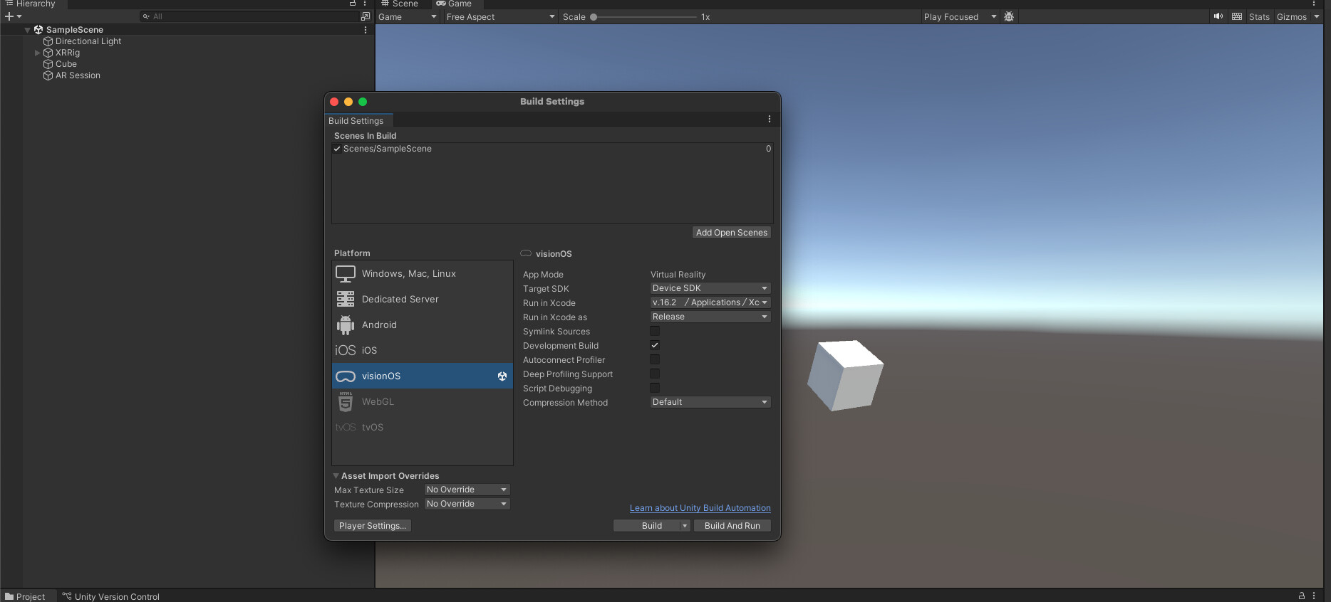 Build and Run on an empty scene is failing in 0 seconds (Just building the empty scene also ...