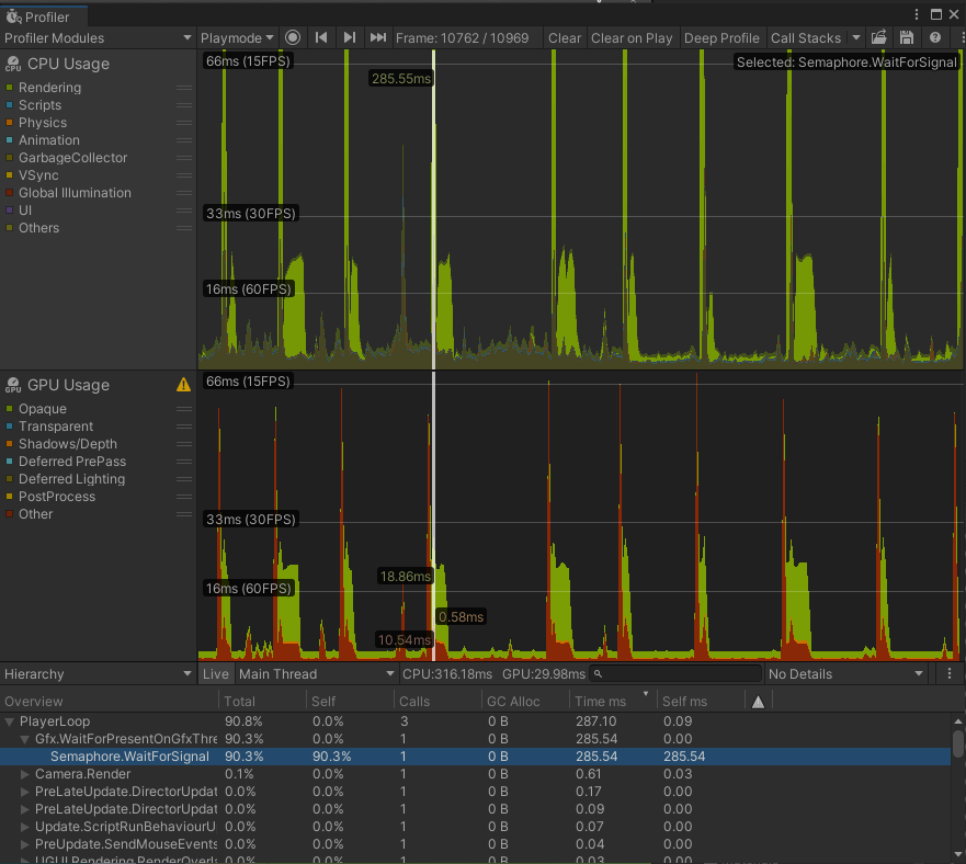 FPS spikes - Semaphore.WaitForSignal - GPU - Unity Engine - Unity Discussions