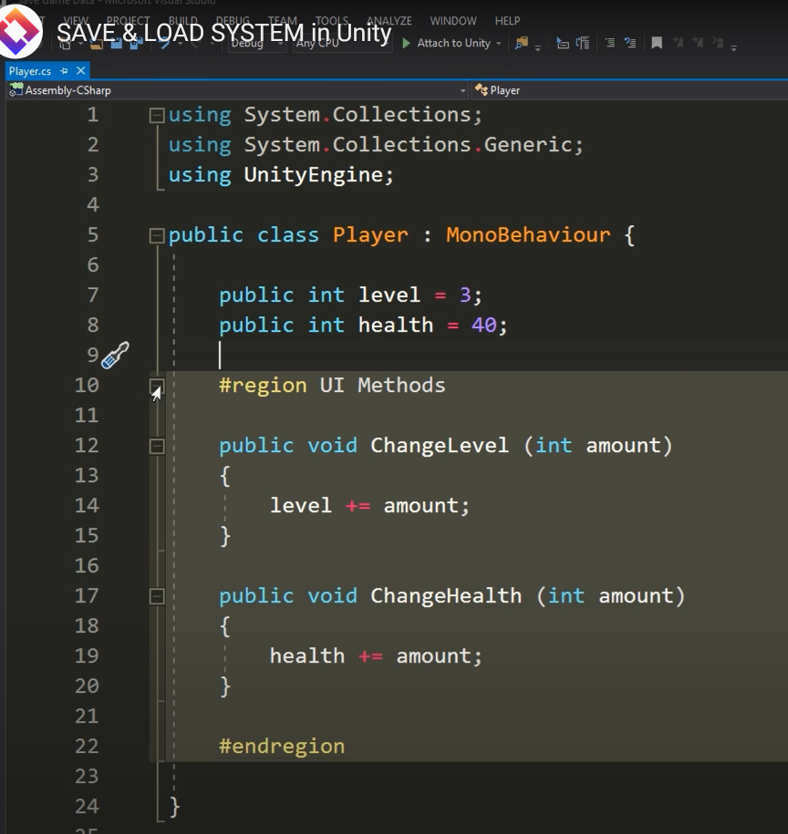 The type or namespace name 'Player' could not be found - Save System ...