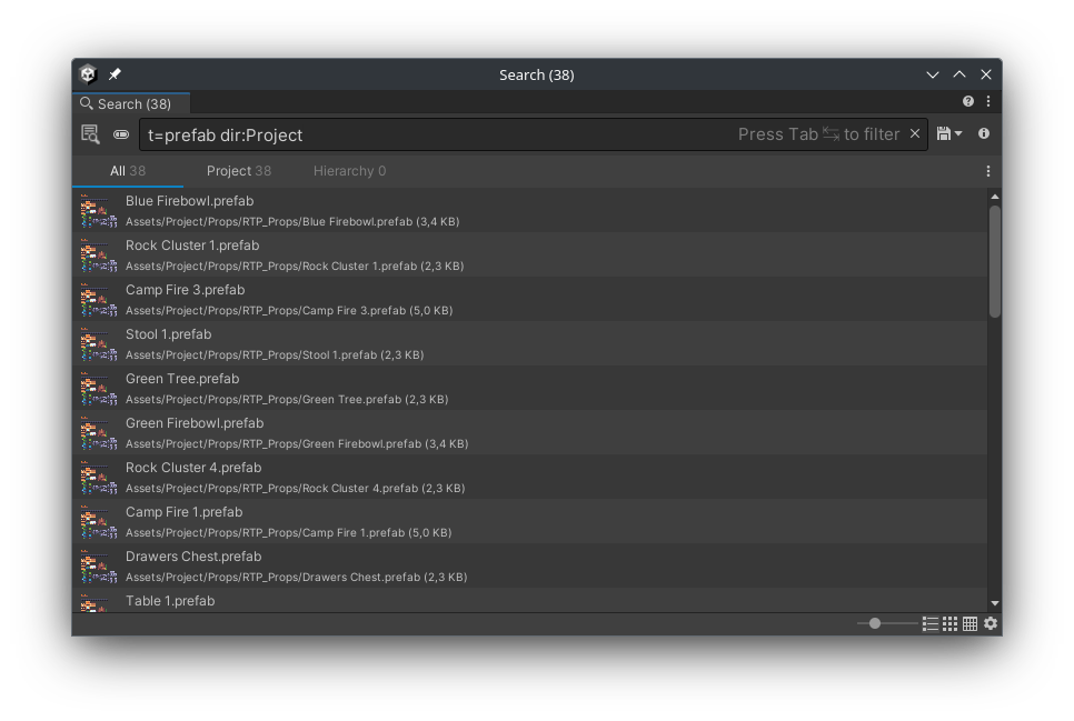 How to use the search feature to search for prefab in a certain directory? - Unity Engine ...