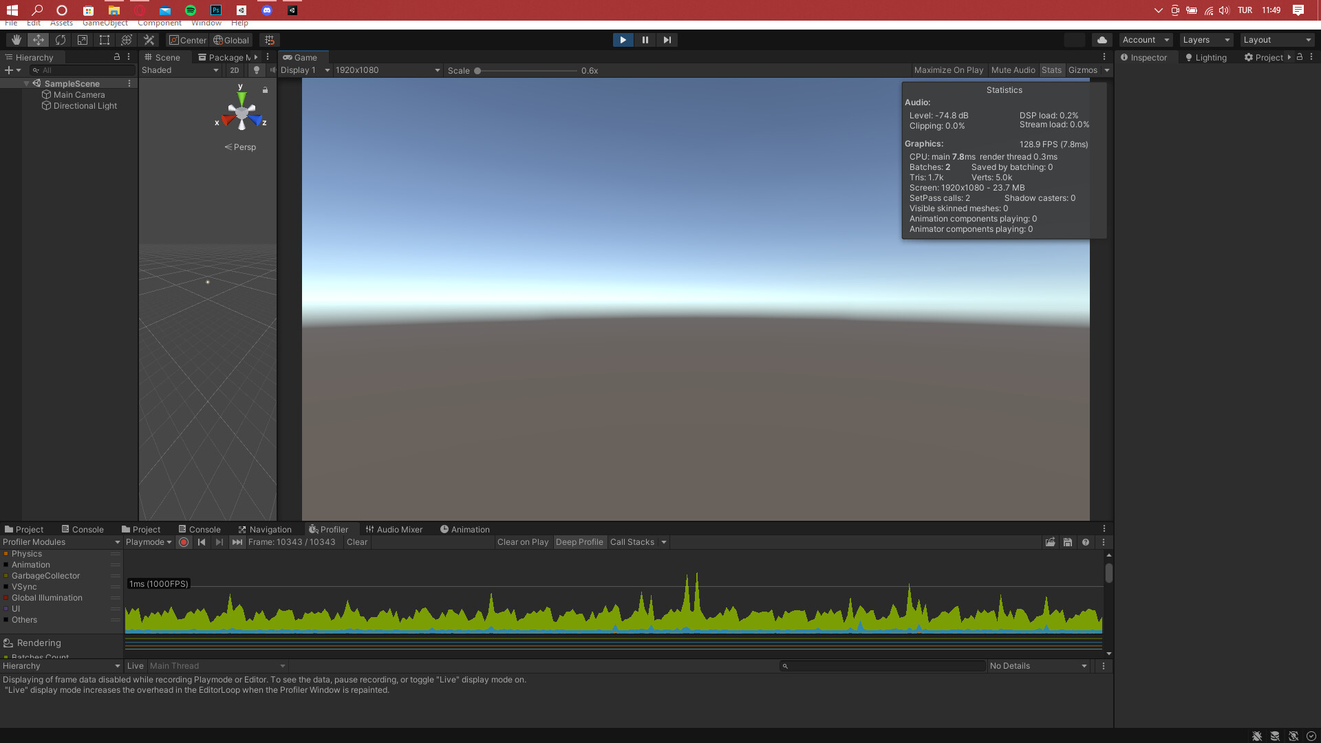 Unity empty project too high ms - Unity Engine - Unity Discussions