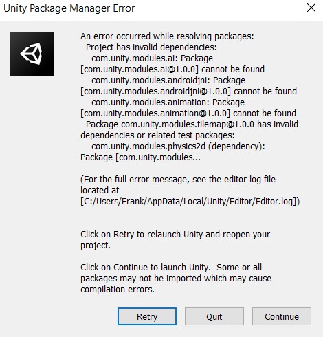 Package install failure - Unity Engine - Unity Discussions