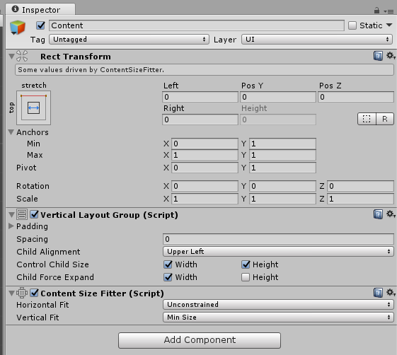 Scroll View with vertical layout group and buttons - height not set properly when playing in ...