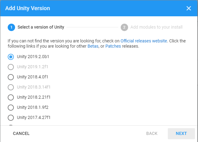 Beta installs in the same window menu of final versions - Unity Engine - Unity Discussions