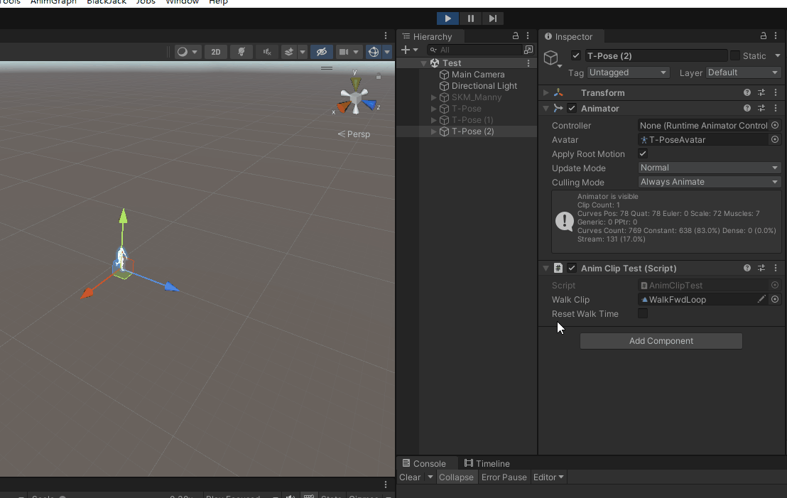 How can I set the time of the AnimationClipPlayable without affecting the character's position ...